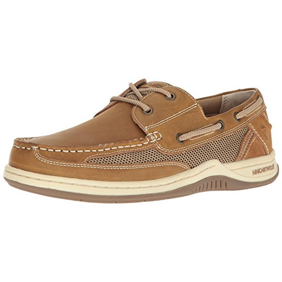 Margaritaville Men's Anchor Lace Boat Shoes-Lightweight and Durable 2 Eye Lace Up, Light Tan, 10