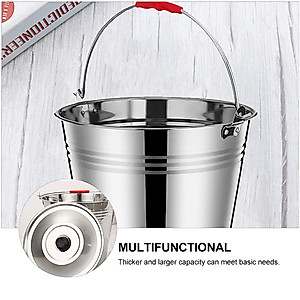 Hemoton Metal Bucket with Lid, Stainless Steel Milk Pail Bucket with Lid+ Handle, Durable Bucket for Heavy Loads, Compost, Milk Pail