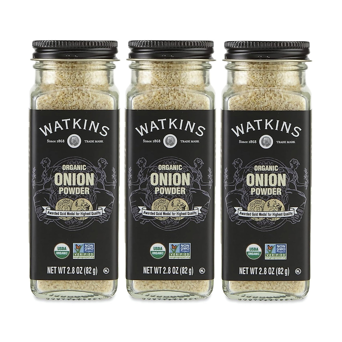 Watkins Gourmet Organic Spice Jar, Onion Powder, 2.8 Ounce Jar, 3 Count