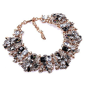 Crystal Rhinestone Statement Necklace-Vintage Chunky Chain Choker Collar Bib Statement Necklace Fashion Costume Jewelry Necklaces for Women