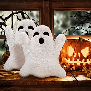 JISEN Ghost Pillow Halloween Pillows Halloween Throw Pillows Ghost Decorative Spooky Pillow Cute Stuffed Ghost Shaped Plush Pillow for Home Decor Couch Halloween Party