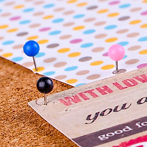 Yalis Push Pins 600-count Map Tacks Marking Pins 1/8-Inch Plastic Beads Head, 10 Assorted Colors