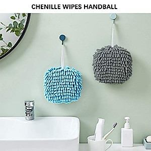 HOSTK 4PCS Chenille Hand Towels Ball Hanging Hand Towel Soft Absorbent Microfiber Coral Velvet Hand Wipe Cleaning Cloth for Bathroom Kitchen
