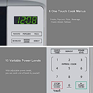 Willz Countertop Small Microwave Oven, 6 Preset Cooking Programs Interior Light LED Display 0.7 Cu.Ft 700W White WLCMD207WE-07