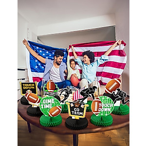 Adeyoo 10Pcs Football Party Honeycomb Centerpieces,Football Centerpieces for Table Birthday Party Centerpiece Topper Decorations for Birthday Baby Shower Tailgate Party Supplies