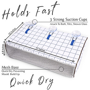 Large Bath Toy Storage with A Quick Dry Mesh Base. Sturdy Bath Toy Holder with 3 Strong Suction Cups. The Bath Toy Organizer Keeps Your Bathroom Tidy. Bathtub Toy Holder (Blue Check)