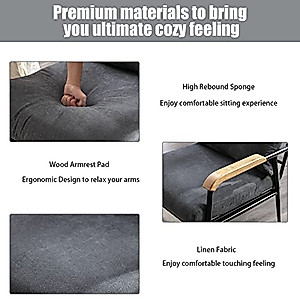 INZOY Mid Century Modern Love Seat Sofa with Removable Backrest and Cushion, Uplostered 2 Seat Office Couch for Small Place Bedroom, Metal Frame and Slight Adjustable Feet, Easy to Clean, 44" W Grey