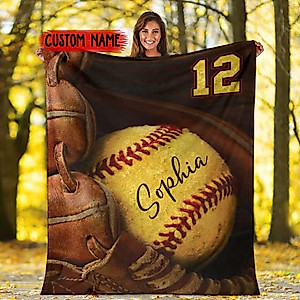Mini Chic Custom Sports Gift, Personalized Softball Gift for Girls, Customized Blanket, for Mom from Daughter Son, Gift Mother Day for Grandma