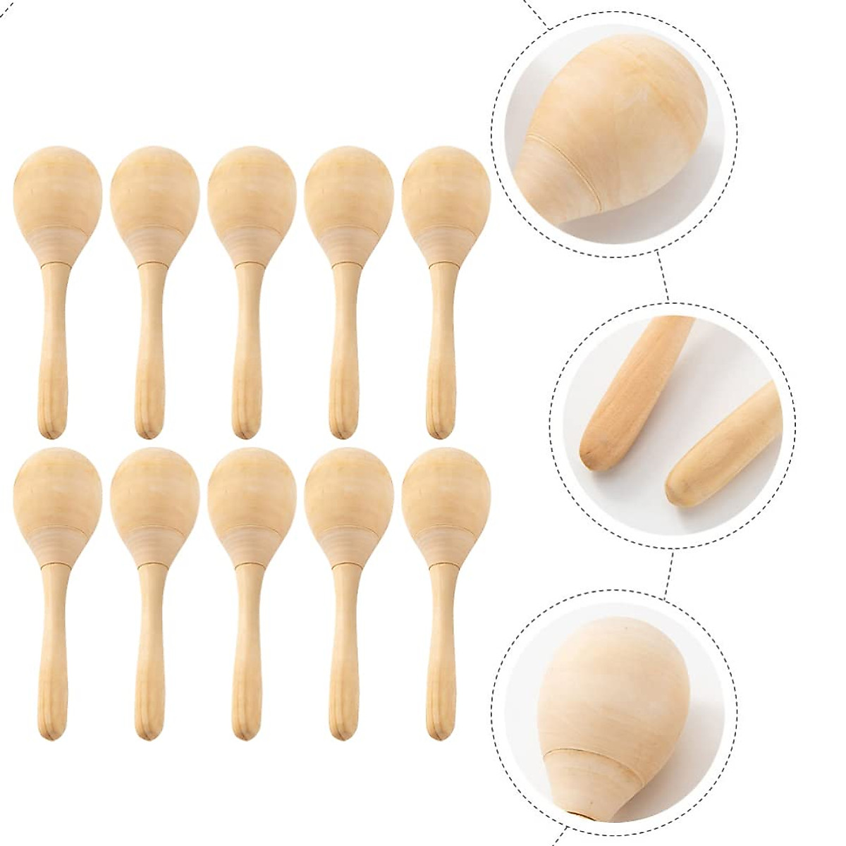 Vaguelly 20pcs Wooden Maracas, DIY Wood Maracas Blank Maracas Unfinished Hand Painted Maracas Mexican Fiesta Maracas Musical Instruments for Adults Party Kindergarten, Size L