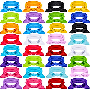 32 Pcs Women's Headbands & Hair Accessories - Bow Headwraps, Turban Headbands, Rabbit Ear Headbands, Non-Slip Elastic Hair Wraps for Workout, Running, Sports, with Sweat-Absorbing Fabric