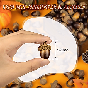 120 Pcs Artificial Acorns, Lifelike Fake Acorn with Natural Cap Simulation Nut for Home, Kitchen, Bowl, DIY Crafts, Photography Props