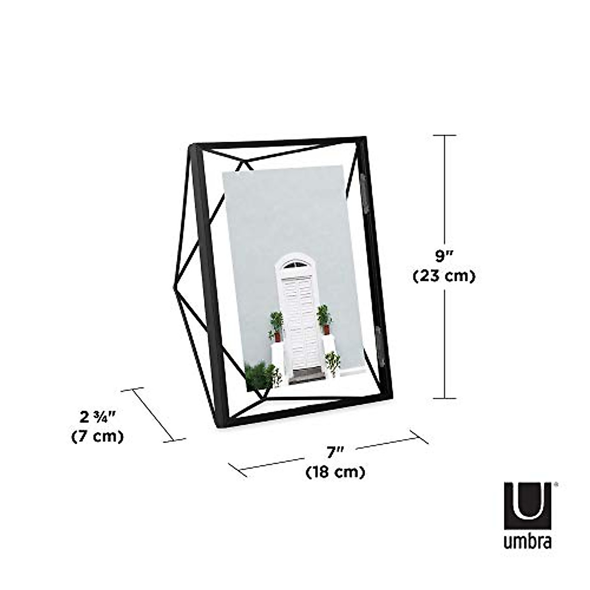 Umbra Prisma Picture Frame, 5x7 Metal Photo Display for Desk or Wall, 5" x 7", Black