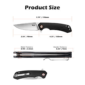 Rush Deer Pocket Knife: Folding Knife with 4" D2 Steel Blade and G10 Handle, EDC Knife with Pocket Clip.Ideal for Camping, Fishing and Survival,Gift for men women