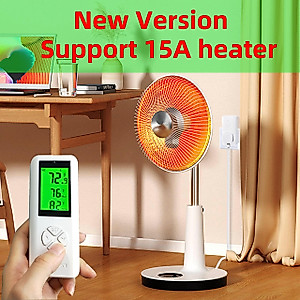 WTC100 Wireless Temperature Controller Digital Plug-in Thermostat Outlet Remote Control Heating Cooling Mode for Window A/C Fan Heater Greenhouse Homebrewing Reptile (Built-in Temp Sensor)