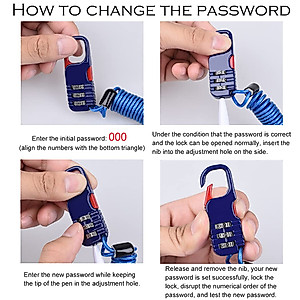 Ktdzone Cute Portable Combination Cable Lock for Girls Women, Mini 3-Digit Password Code Helmet Lock for Bicycle Motorcycle Pink 1Pc/Set