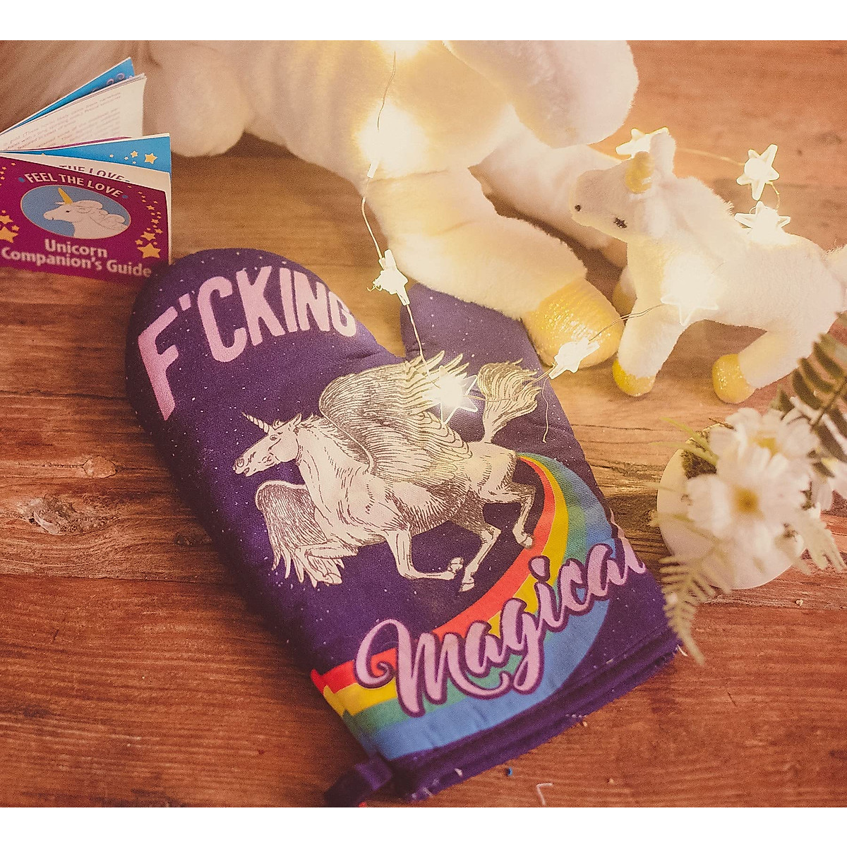 Fcking Magical Oven Mitt Funny Mythical Unicorn Horse Kitchen Glove Funny Graphic Kitchenwear Funny Unicorn Novelty Cookware Purple Oven Mitt