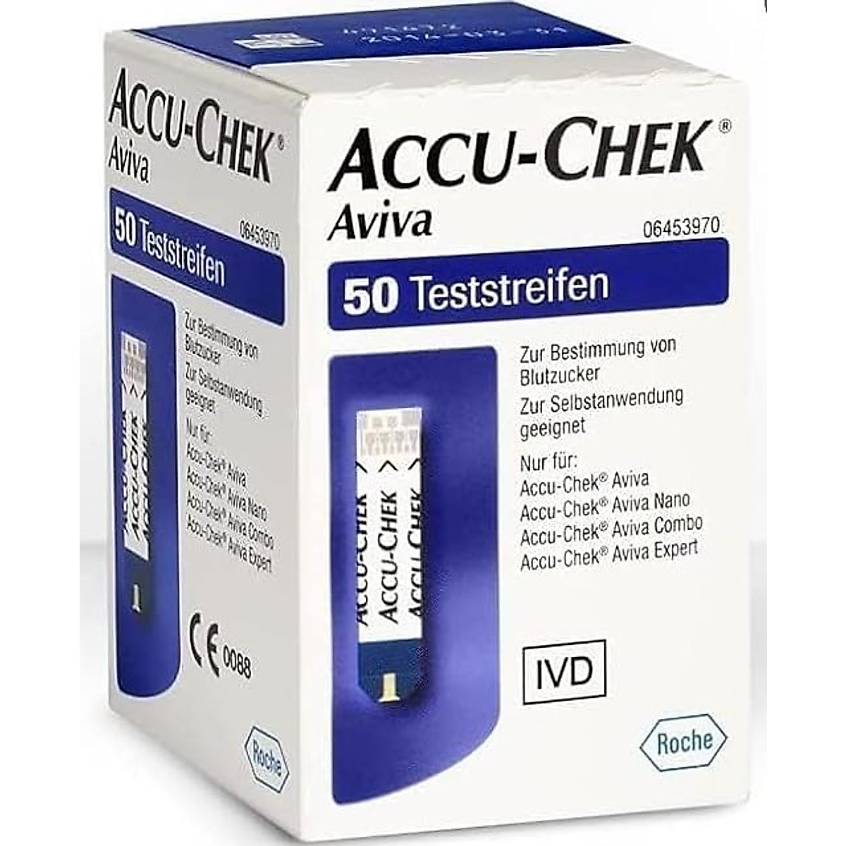 Test Strips(Sugar Test Strips) for A-Viva Glucometers Only. Sugar Test Strips 50 Strips, (White)