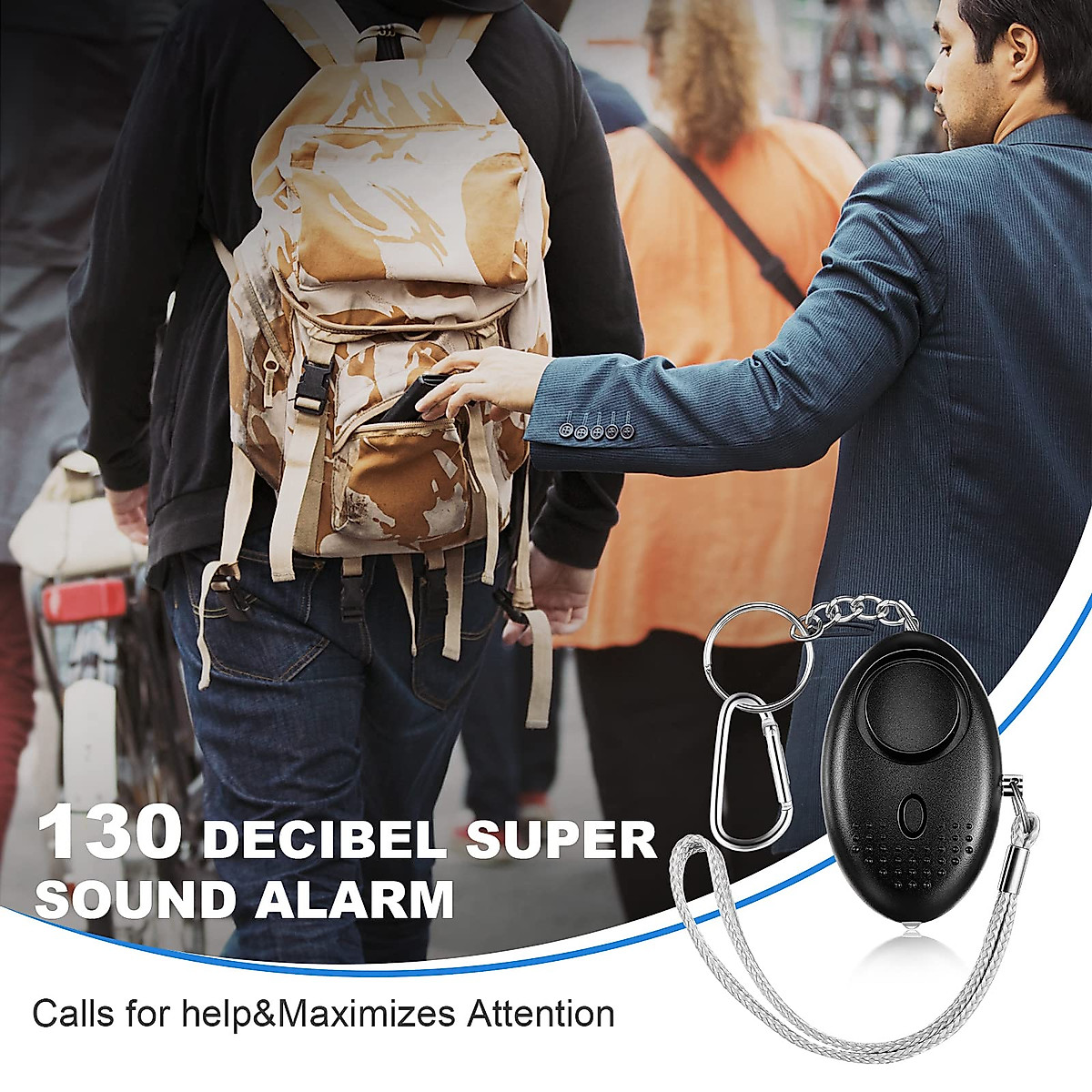 Konohan 16 Pack Security Sound Personal Alarm, 130dB Personal Alarm Keychain with LED Light and Buckle, Personal Alarm Emergency Alarm Defense Personal Alarm Keychain for Women Kids Elderly