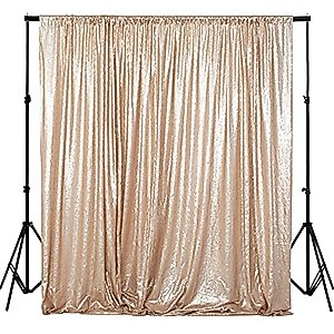 ShinyBeauty Sequence Backdrop Champagne 8FTx10FT Sequin Photo Backdrop Sequin-Backdrop-Curtain Elegant Backdrops 8x10-0827E