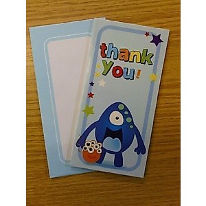The Home Fusion Company 16 x Monster/Alien Boys Thank You Cards Ideal for Birthday