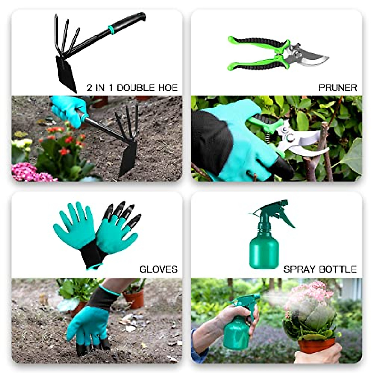 9 PCS Garden Tool Set Kids Gardening Tool Kit for Digging, Planting and Pruning, Gardening Hand Tools with Storage Bag, Ideal Garden Gifts for Men, Women and Any Gardener