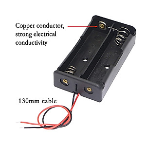 PNGKNYOCN 18650 Battery Clip, 2 Slots 3.7V DIY Battery Storage Box in Series Plastic Batteries Case YOUCHENG for 18650 Battery with Connect Lead(5-Pack)