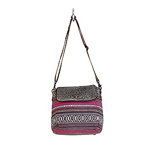 Myra Bag Pink Tiers Small & Crossbody Bag Upcycled Cotton & Cowhide Leather S-2867