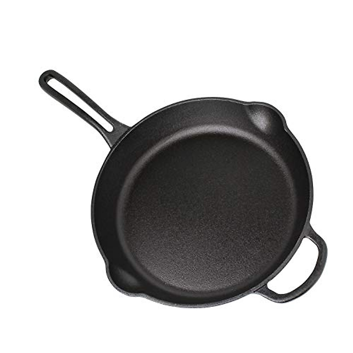 Mirro MIR-19053 12" Pre-Seasoned Ready to Use Round Cast Iron Skillet with Helper Handle, Black