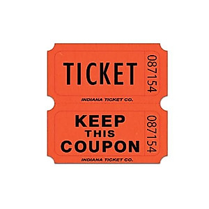 HENRY DOTS 50/50 Double Raffle Tickets - Orange - 100 Ticket Count Per Pack - Easy Tear Away Stubs for Contact Info - Raffle Drum Tickets for Drinks, Carnival, Chinese Auction, Events