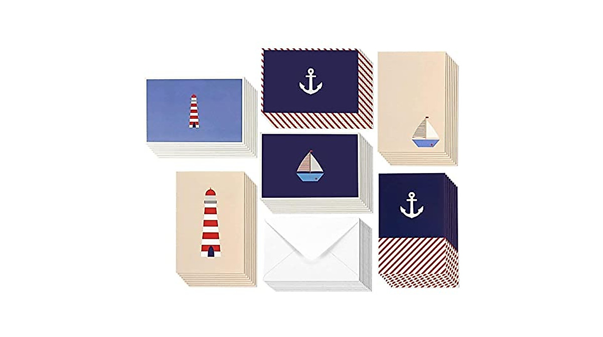 Assorted Nautical Note Cards | 48 Pack for All Occasions