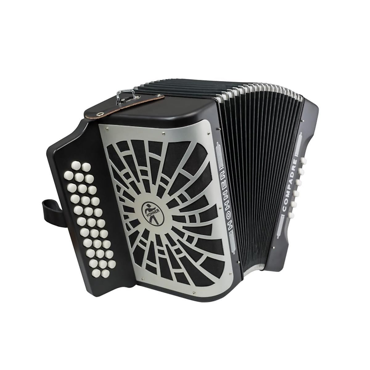 Hohner Compadre FBbEb Musica Tipica Series Accordion (Black) - 12 Basses, 62 Notes, Standard Straps with Gig Bag