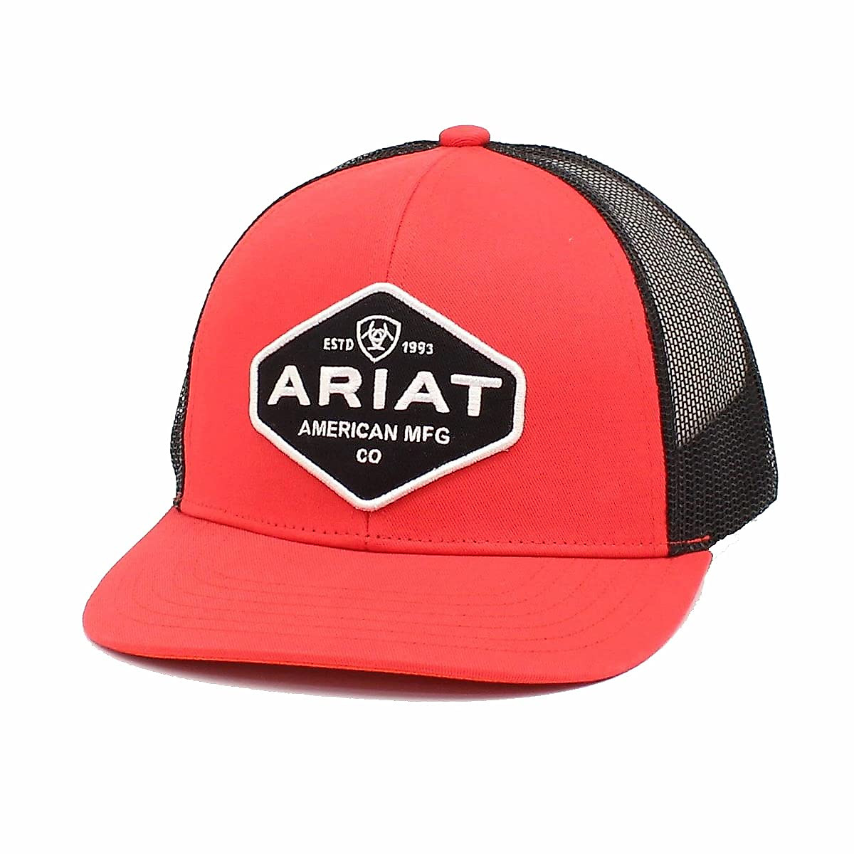 ARIAT Mens Adjustable Snapback Mesh Back Logo Patch Red/Black Hat