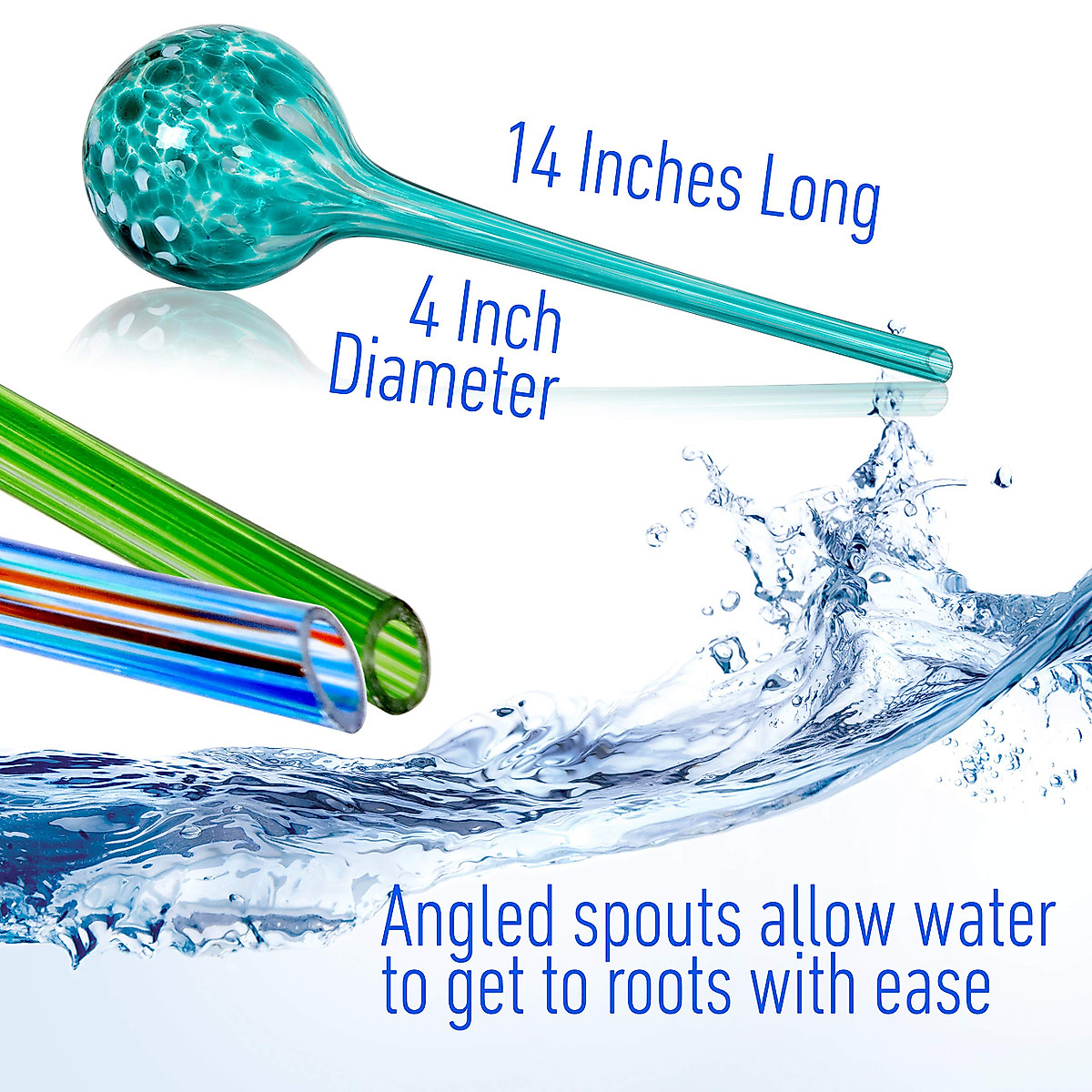 Wyndham House, 6 Piece Watering Globe Set, Colorful Hand-Blown Glass Plant Watering System