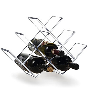 Jetec 8-Bottle Clear Acrylic Wine Rack Butterfly Elegant Acrylic Wine Rack for Home Kitchen Restaurant, Storing 8 Bottles Wines