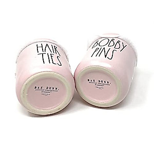 Rae Dunn Hair Ties And Bobby Pins Pink Ceramic Canister Set