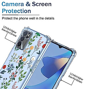 OEURVQO for Oppo A16 Oppo A16s Oppo A54s Case Clear Floral Flower Pattern Design Soft TPU Cover Shockproof Bumper Anti-Scratch Protective Case for Oppo A16 (Lush Flora)