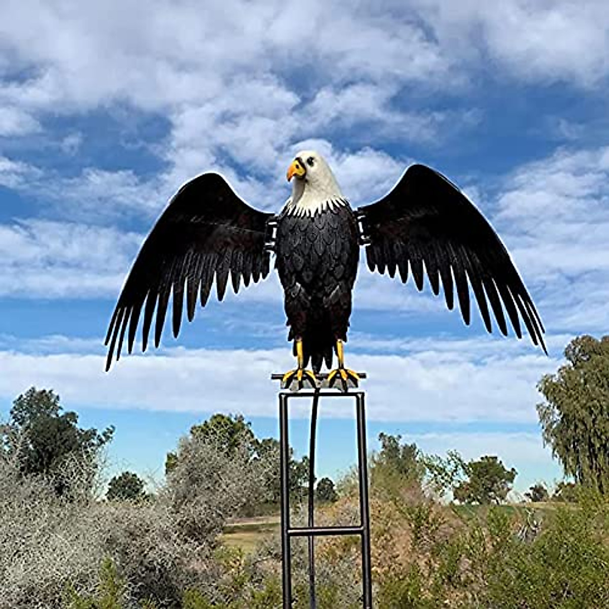 Garden Eagle Metal Stake, Life-Like Garden Art Sculpture Patio Decoration Outdoor Eagle Statue Ornament for Lawn Yard Eagle
