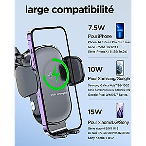 Wireless Car Charger - Lekente 15W Qi Fast Charging Car Phone Mount | Auto-Clamping Air Vent Car Cell Phone Holder for iPhone 14/13 /12/11 /X/XR/XS /8 Pro Max Mini Plus Samsung Galaxy Series