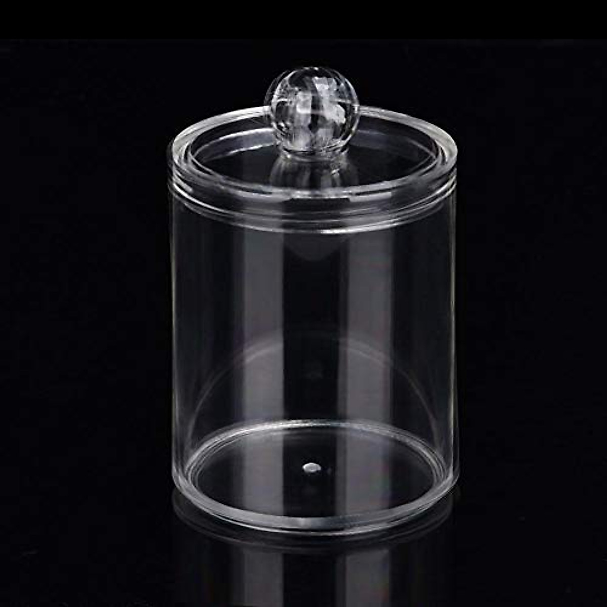 Acrylic Cotton Ball Holder with Lid, Round Cotton Bud Case Acrylic Cotton Swab Holder Storage Container Organizer,Bathroom Containers Dispenser for Organizing Cotton Swab, Cotton Pads, Makeup
