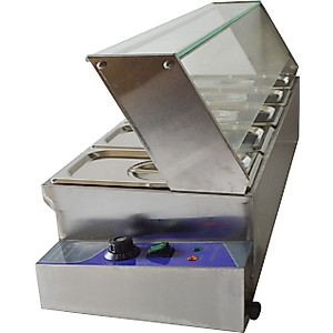INTBUYING 40Inch 5 Pot Bain-Marie Food Warmer 110V 1500W 6 inch Deep Pan