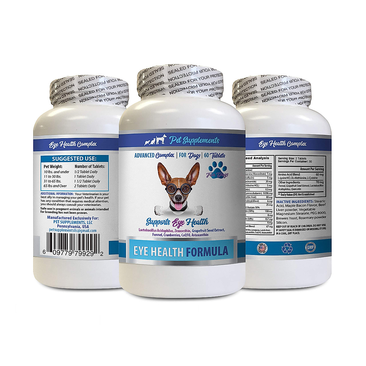 Canine Eye Care - Dogs Eye Health Formula - Advanced Eye Support Complex - VETS Recommended - Dog quercetin - 1 Bottle (60 Tablets)