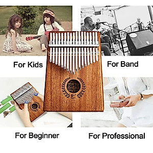 Everjoys Kalimba Thumb Piano 17 Keys, Professional Musical Instrument Finger Piano Marimbas with Portable Soft Cloth Bag, Fast to Learn Songbook, Tuning Hammer, All in One Kit