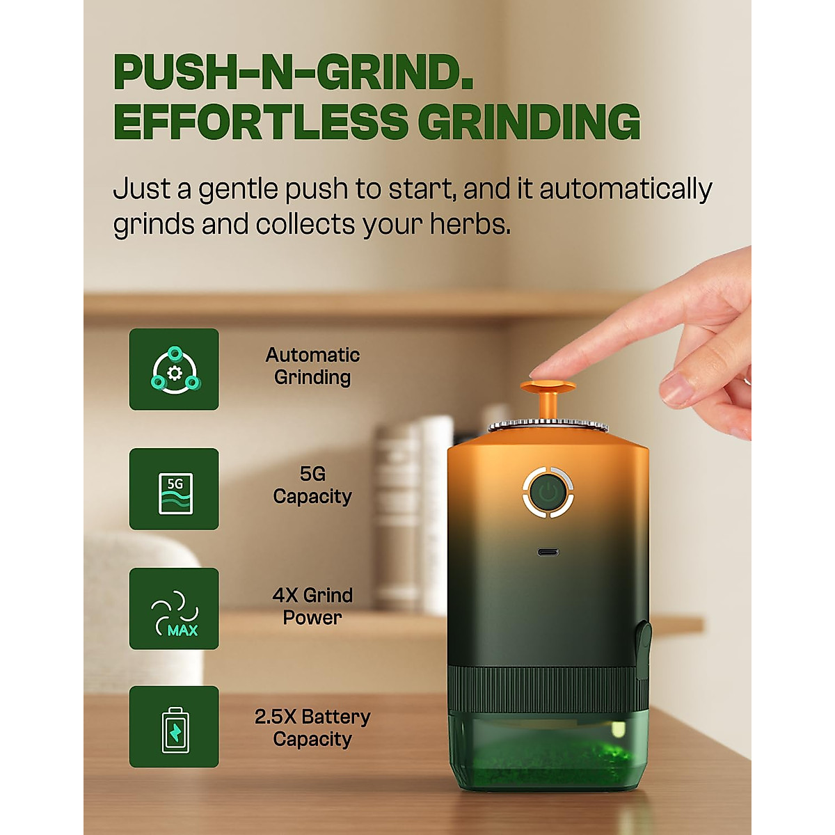 K5 Electric Kitchen Grinder Battery Powered Automatic Portable Spice Mill For Grinding - Holds up to 5 Gram