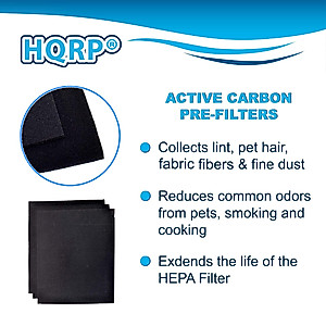 HQRP 6-Pack Carbon Filters Compatible with Hamilton Beach 04922 Replacement fits TrueAir 04160, 04161 models, fits 04912 HEPA Filter