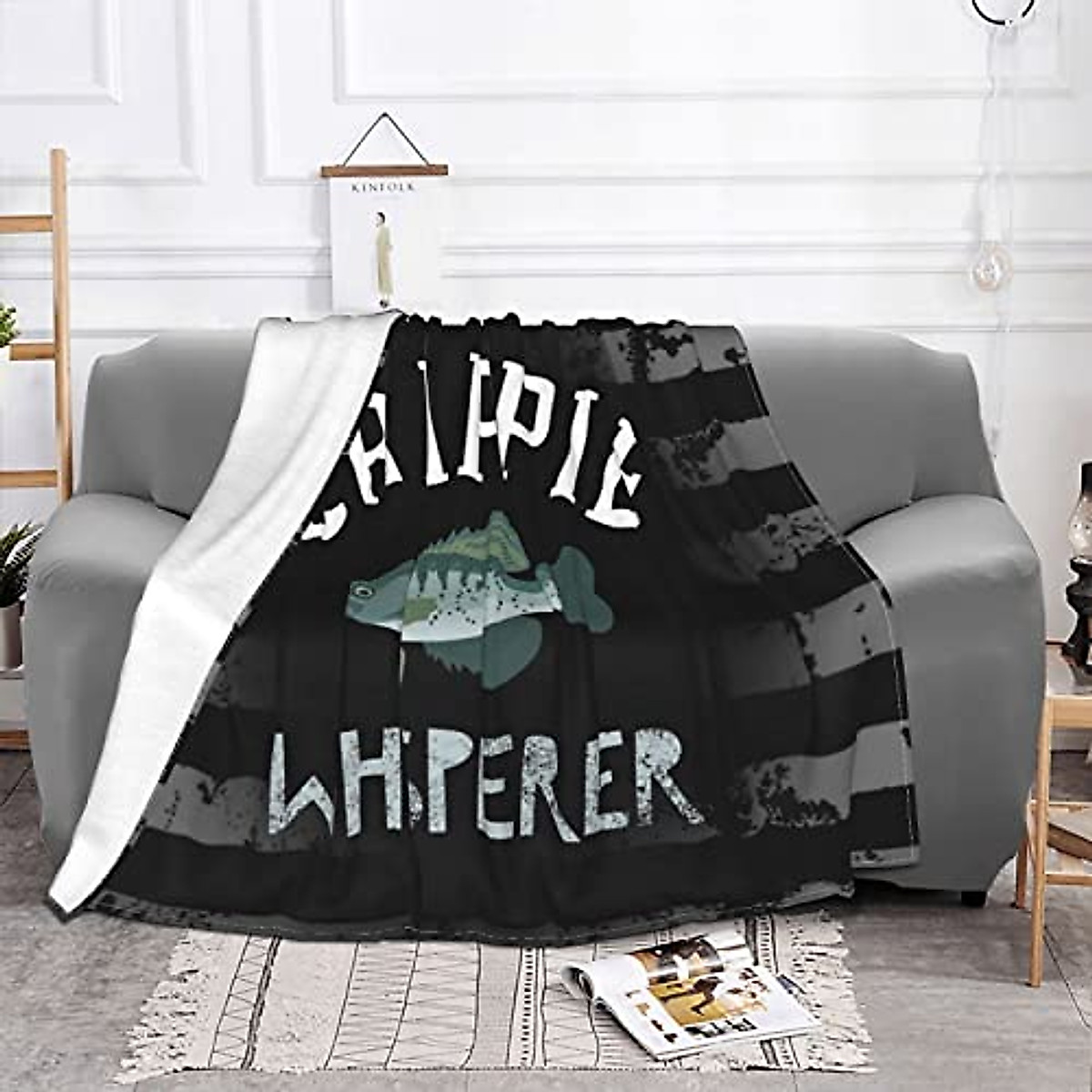 Crappie Whisperer Fishing  Throw Blanket Ultra-Soft Micro Fleece Blanket Cozy Warm Suitable for Living Rooms Sofa 40"X30"