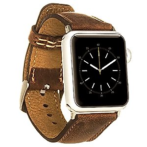VENOULT iWatch Series 9, Ultra 2 Compatible Apple Watch Bands for Man or Women 49mm, 48mm, 47mm, 45mm, 44mm, 41mm, 40mm, Series 9-1 Dark Brown Genuine Leather Bull Strap, HANDMADE