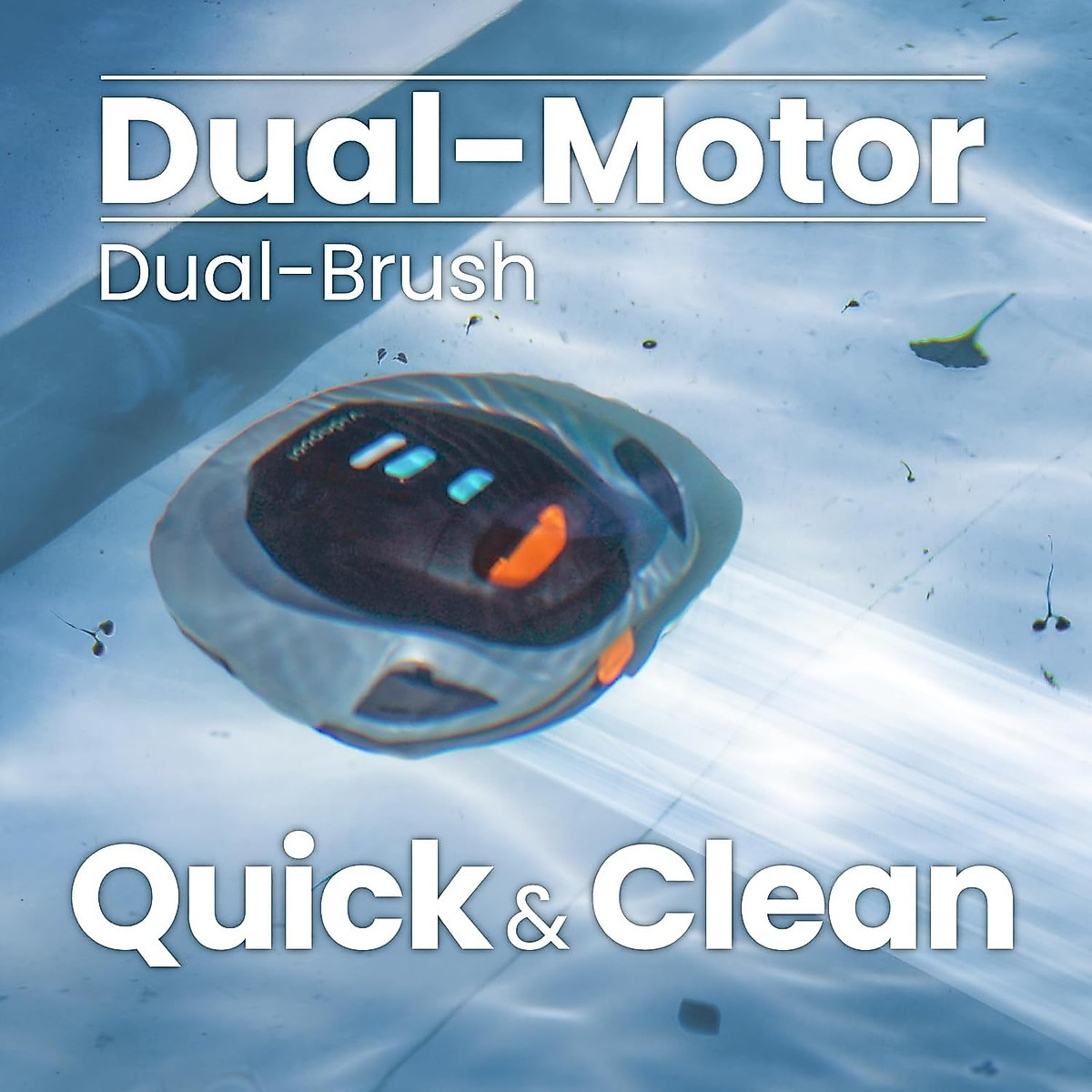 Vidapool Cordless Robotic Pool Vacuum Cleaner,Portable Swimming Pool Vacuum Self-Parking Technology with LED Indicator,Ideal for Above Ground/Flat Pools up to 860 Sq.Ft,Lasts 90 Mins-Grey