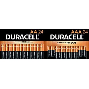 Duracell - CopperTop AA 24 + AAA 24 Alkaline Batteries Combo Pack - Long Lasting Double A & Triple A Battery - 48 Count