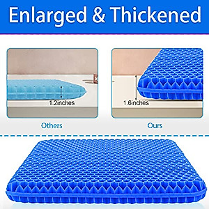 Large Gel Seat Cushion for Long Sitting, Gel Cushion for Wheelchair Large & Thick, Gel Chair Cushion Soft & Cool, Breathable Gel Car Seat Cushion Reduce Sweat, Gel Pressure Relief Cushion