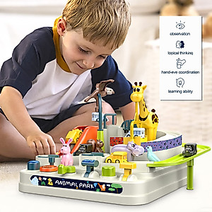 Ferthor Fun Car Rescue Adventure Toys Kids Car Toys for Boys Race Tracks for Toddler Zoo Ramp Vehicle Race Car Game Educational Kids Toys for 3 4 5 6 Year Old Boys（3 Mini Cars）